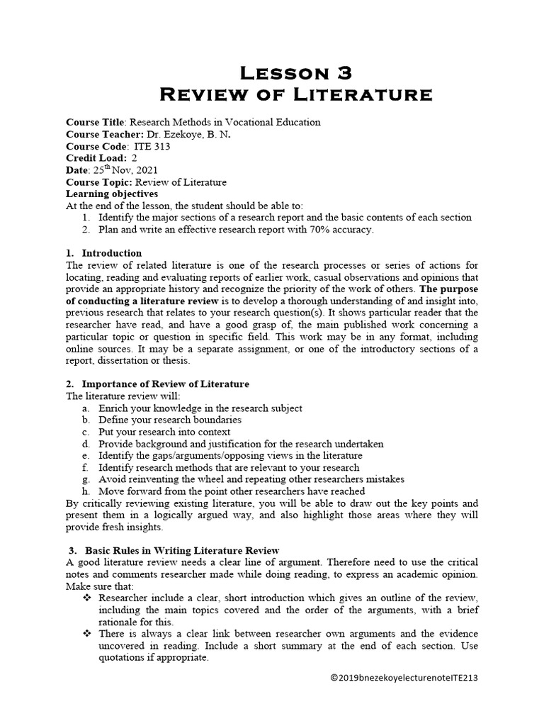 Lesson_3_Literature_Review | PDF | Theory | Inquiry