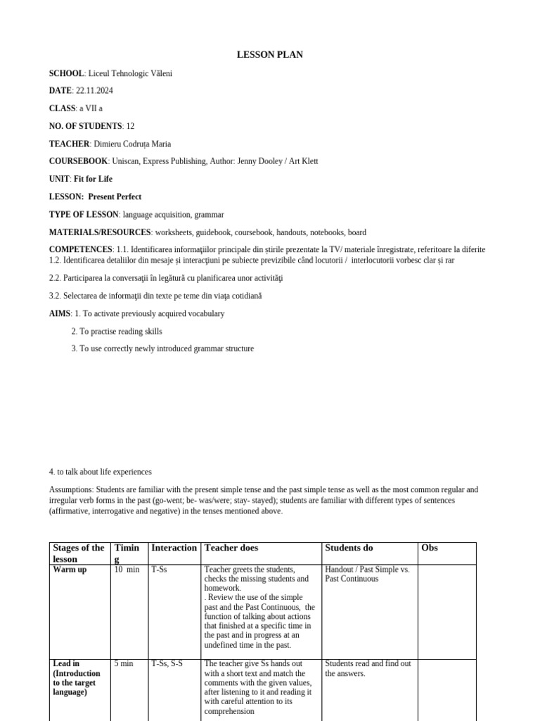 7th Grade Grammar Lesson Plan | PDF | Reading Comprehension | Languages