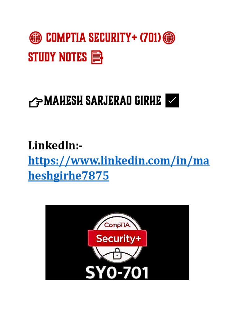 CompTIA_Security_701 [ MSG NOTES ?️ ] | PDF | Security | Computer Security