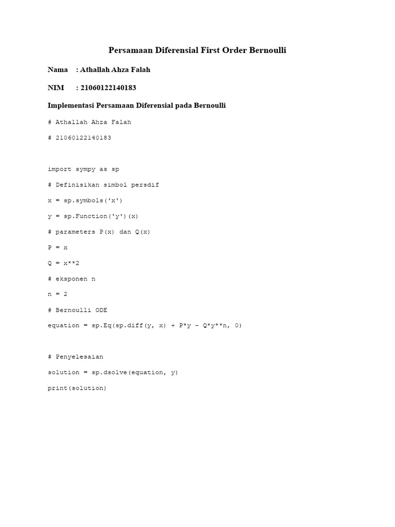 Athallah Ahza Falah - 21060122140183 - Bernoulli | PDF