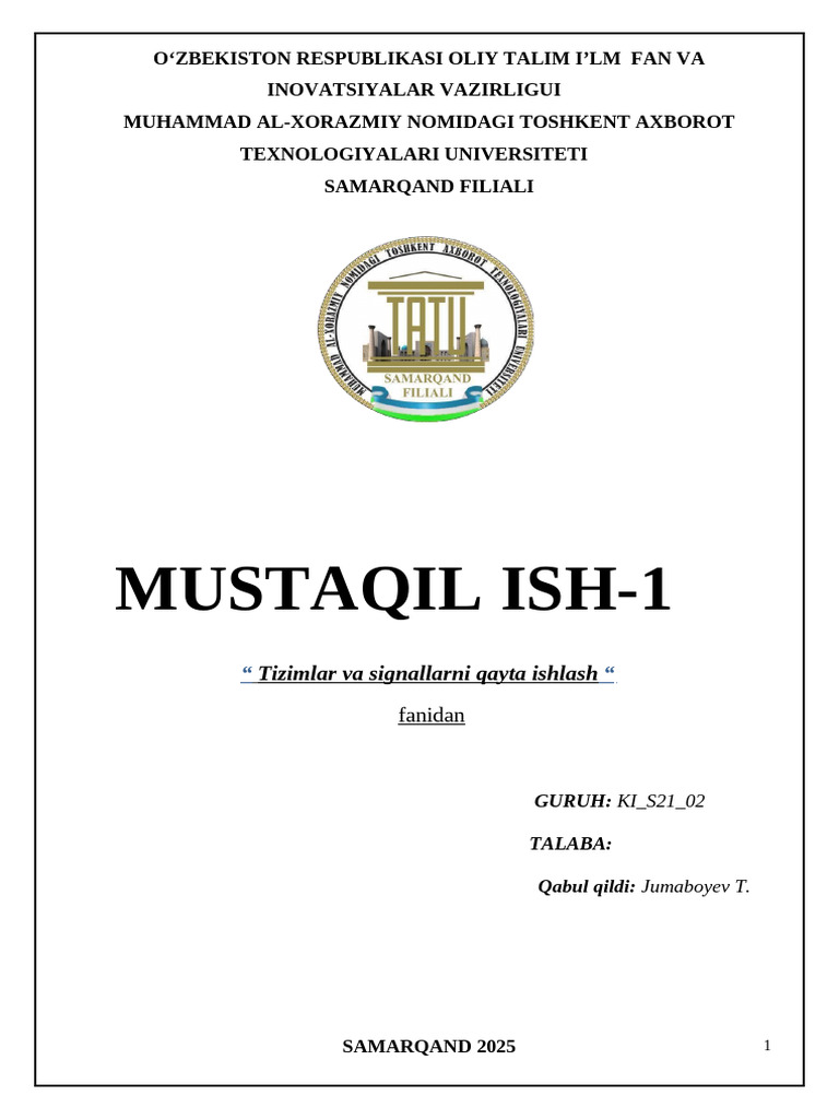 1-Mustaqil Ish | PDF
