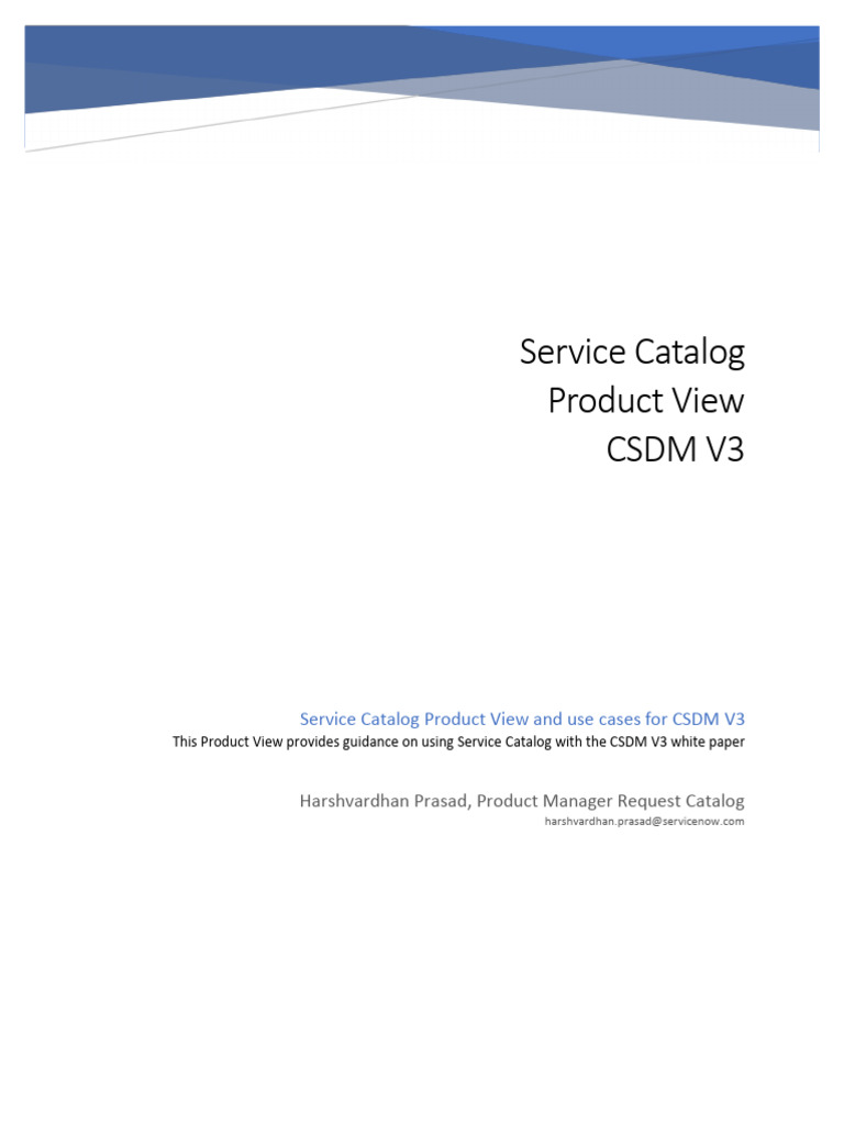 Service Catalog Product View For CSDM 3 | PDF | Information | Data Model