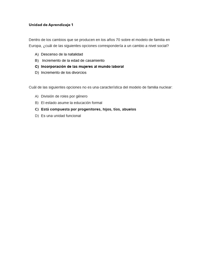 Preguntas Tipo Examen Desarrolladas en La Sesión de DINÁMICAS | PDF | Familia