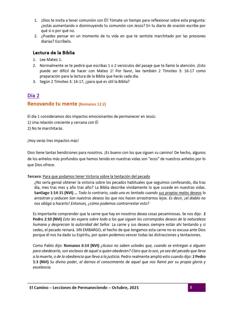 Lecciones de Permanecer en Cristo | PDF | Pecado | Sabiduría