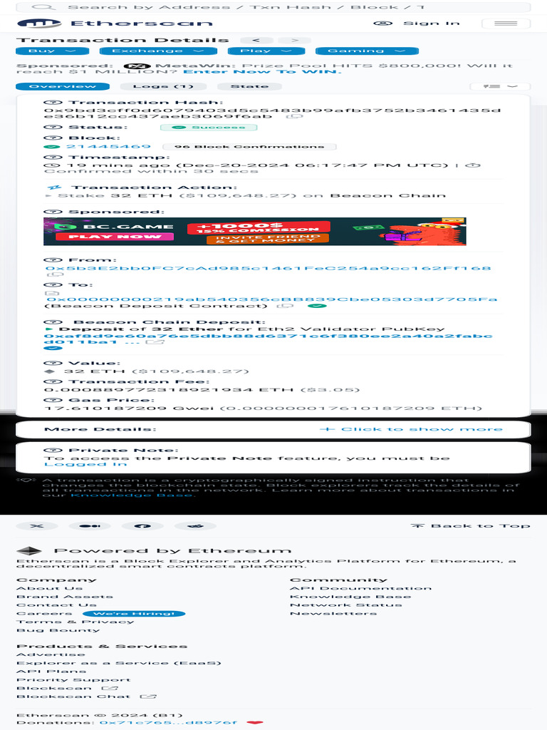 Ethereum Transaction Details and Receipt | PDF