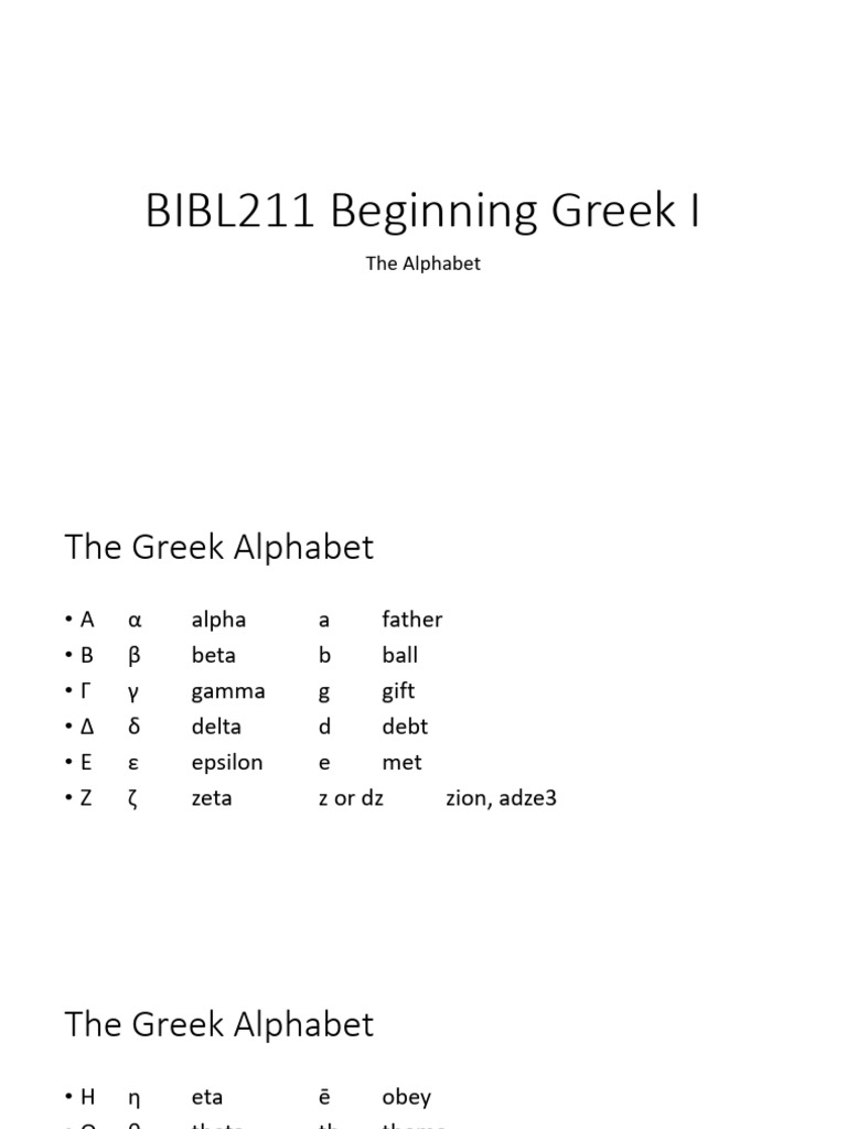 BIBL211 Beginning Greek I | PDF | Grammatical Gender | Greek Alphabet