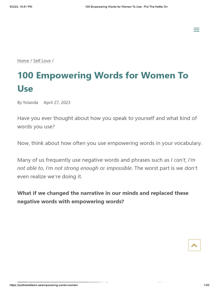 100 Empowering Words For Women To Use - Put The Kettle On | PDF | Empowerment