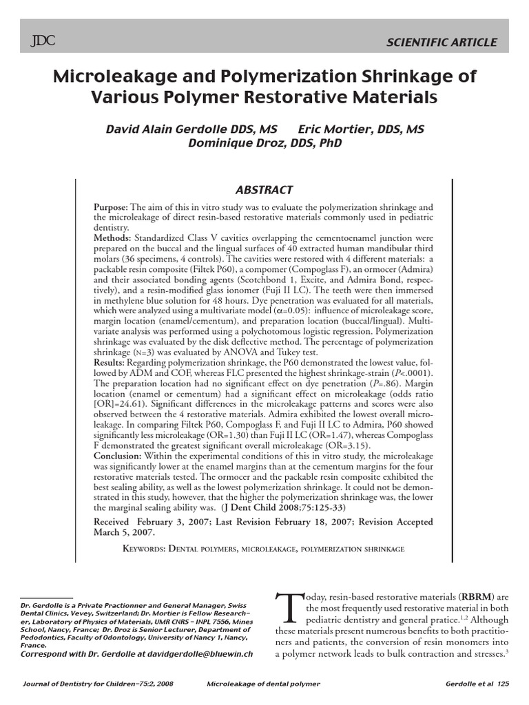 Micro and Polymerization Shrinkage | PDF