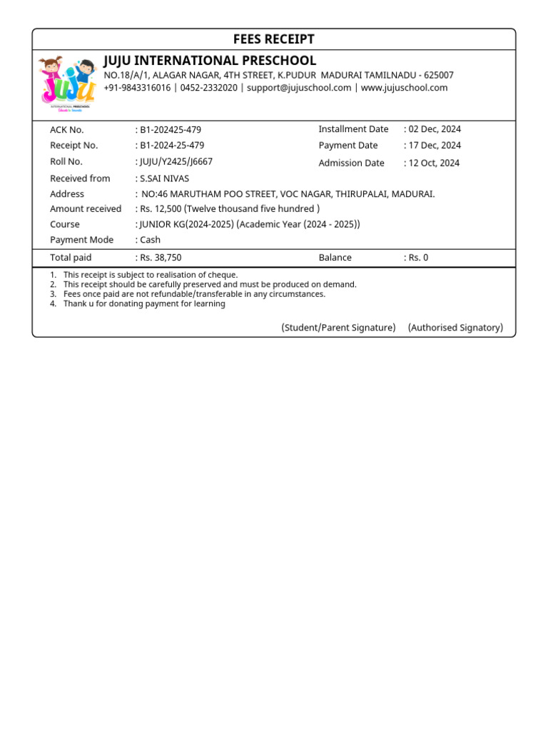 Fees Receipt 9726830 Term3 | PDF