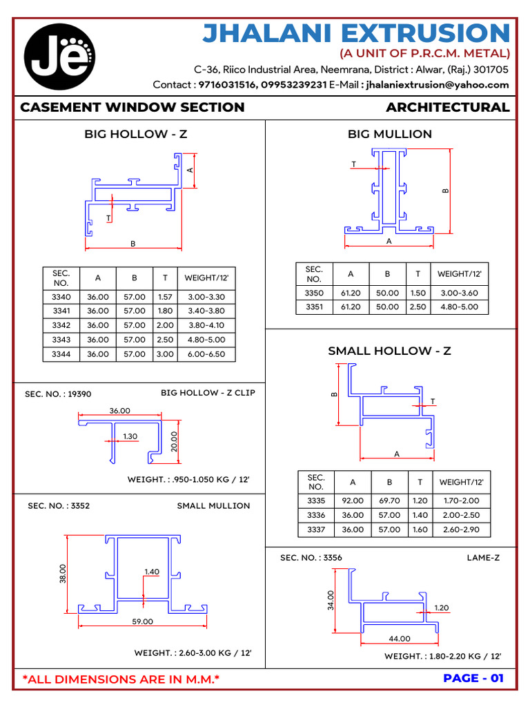 Jhalani Extrusion Casement Window Specs | PDF | Glass Applications | Glasses
