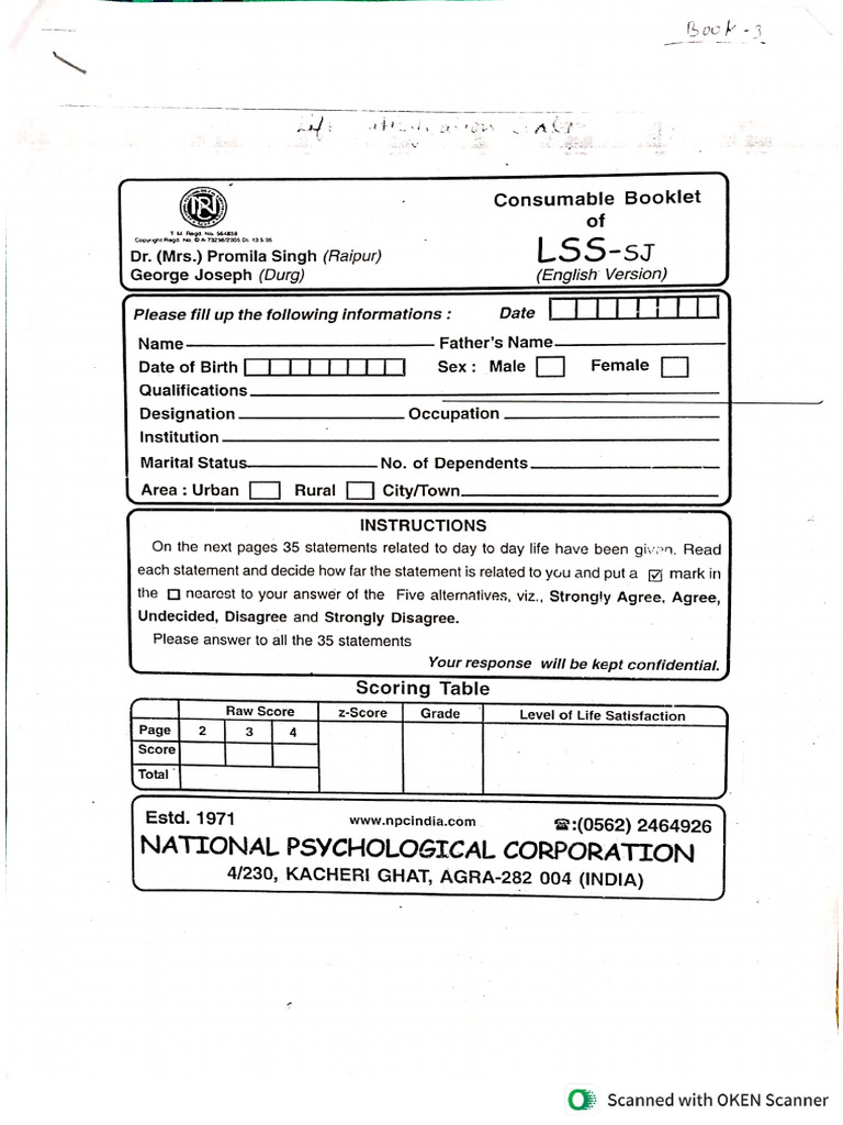 Life Satisfaction Scale | PDF
