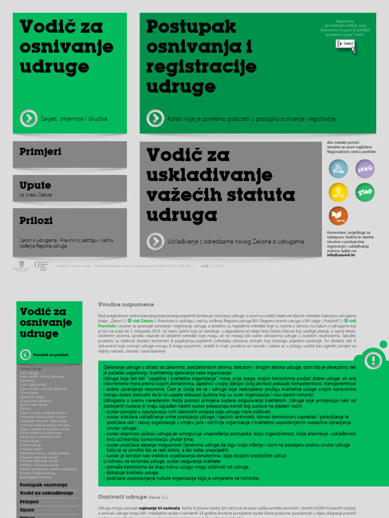 Vodic za osnivanje udruge i uskladjivanje s novim propisima | PDF