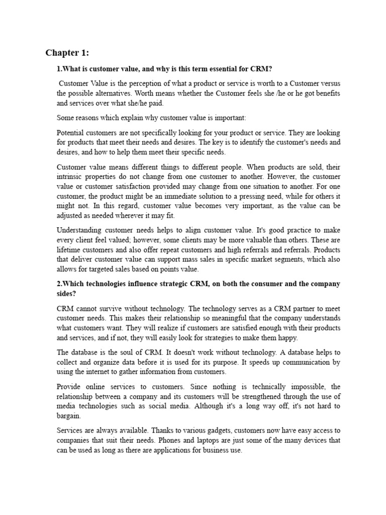 Crm 12 Chapters.docx | PDF | Customer Relationship Management | Marketing