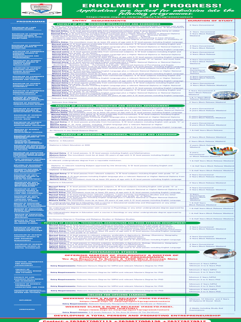 ZEGU Programmes and Admission Details | PDF | Academic Degree ...