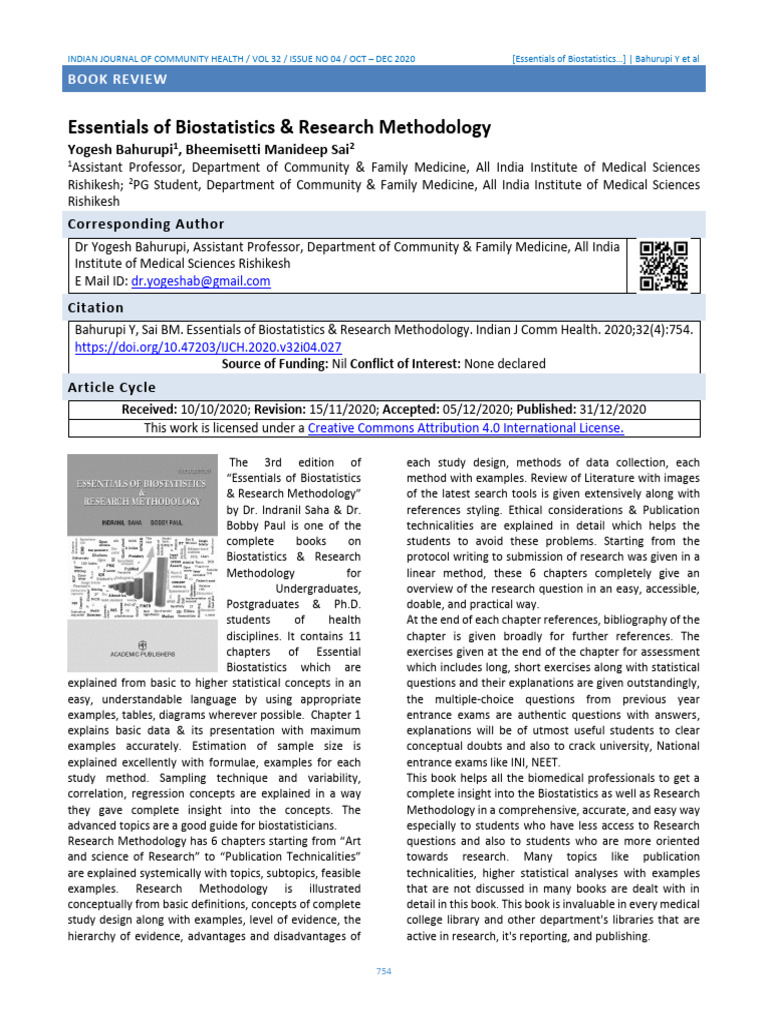 Essentials of Biostatistics Research Methodology | PDF | Statistics | Biostatistics
