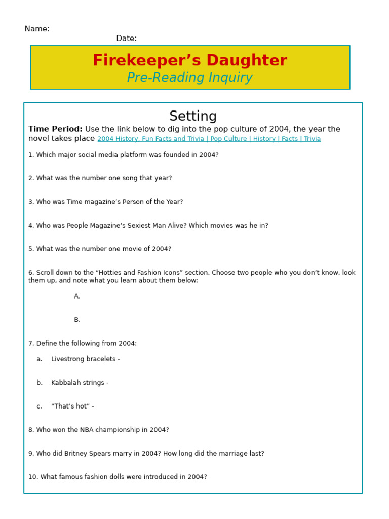 Firekeeper's Daughter Pre-Reading Guide | PDF | Ojibwe | Methamphetamine