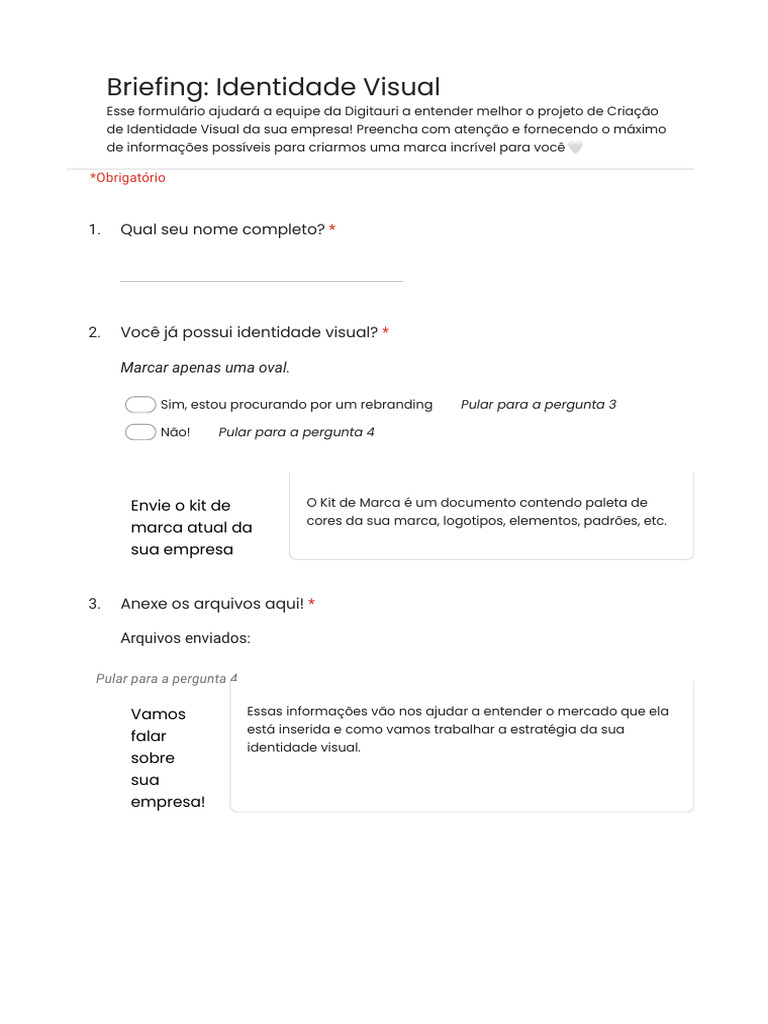 Briefing para Criação de Identidade Visual | PDF | Marca | E-commerce