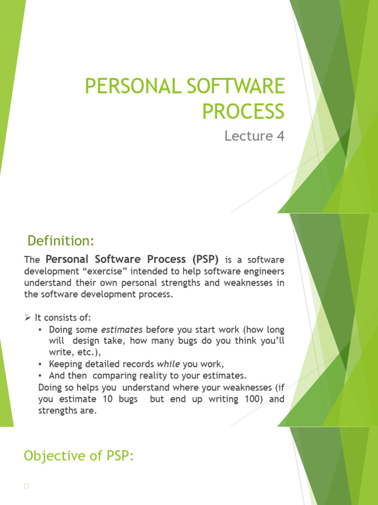 Lec4 - PERSONAL SOFTWARE PROCESS | PDF | Software Engineering | Computer Programming