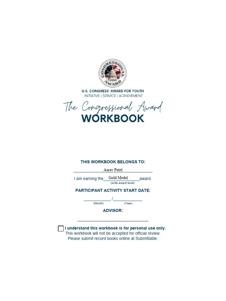 Congressional Award Workbook Corrected | PDF
