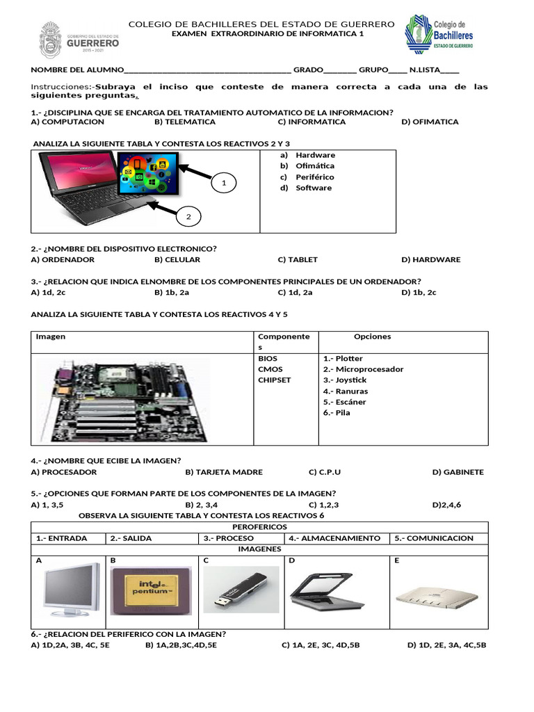 Examen de Informatica 1 | PDF | Red mundial | Internet y web