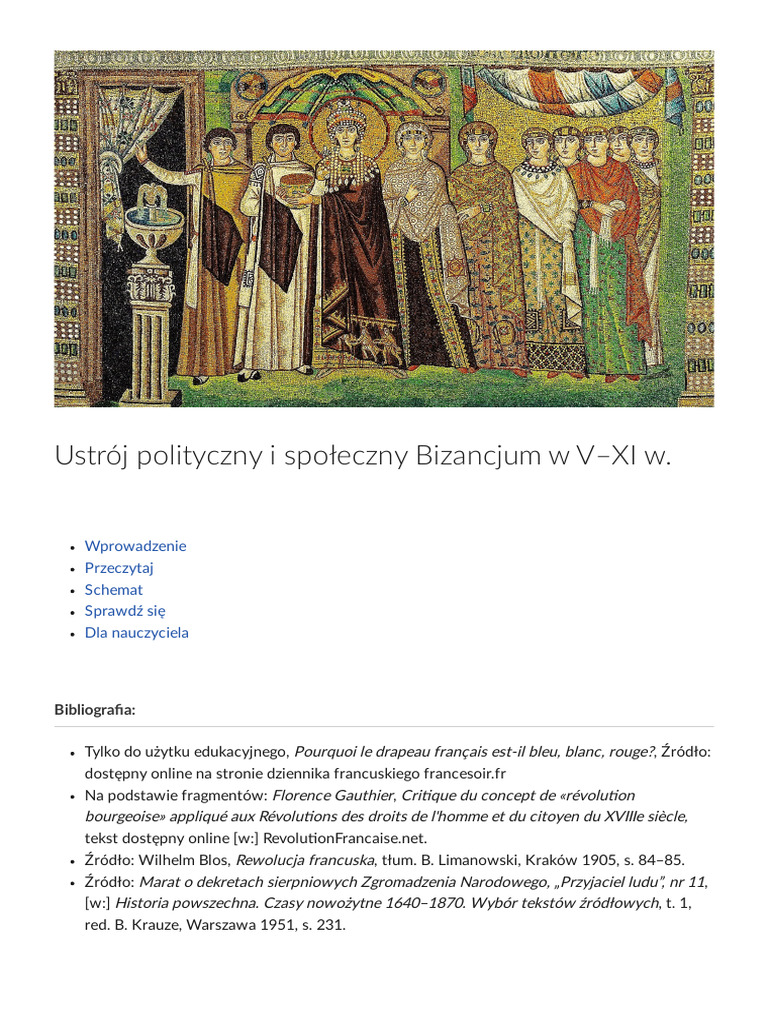 Ustroj Polityczny I Spoleczny Bizancjum W VXI W | PDF