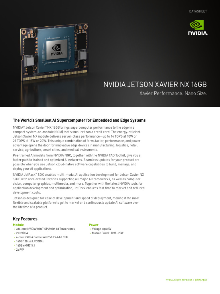Jetson Xavier NX 16gb Datasheet | PDF | Graphics Processing Unit ...
