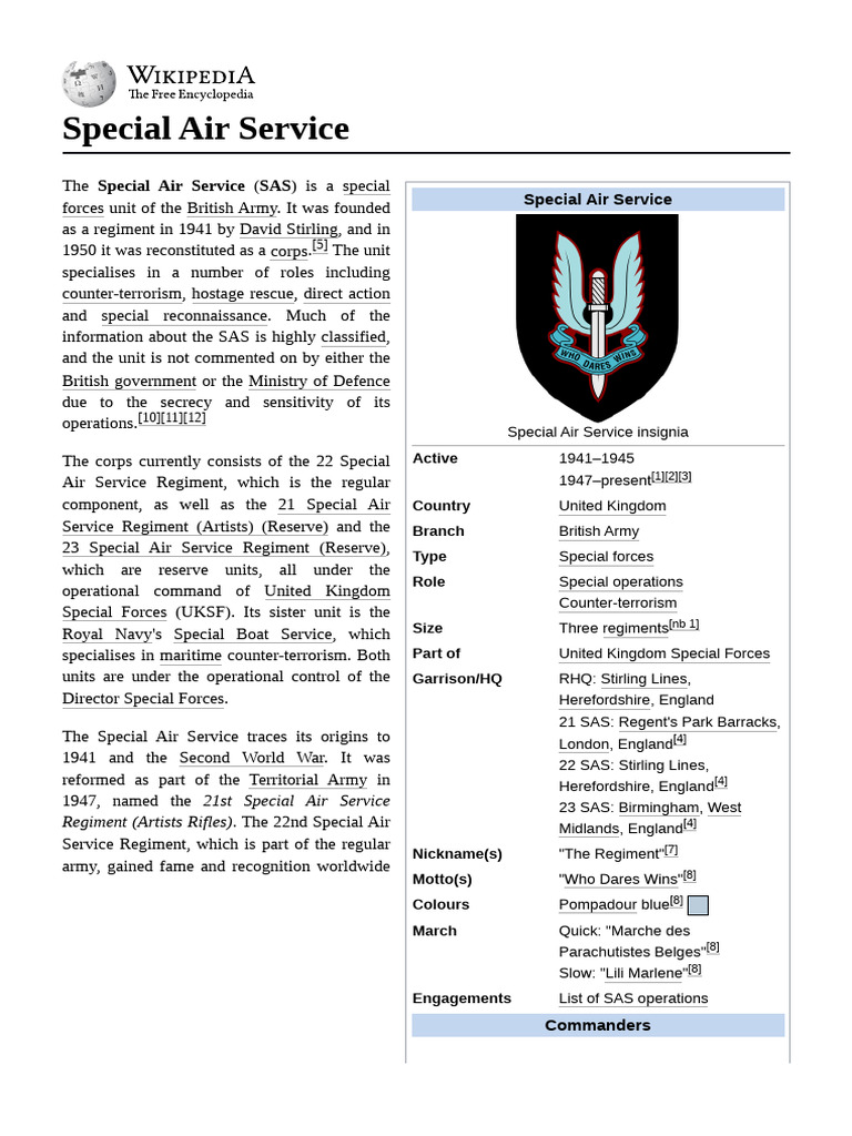 Overview of the Special Air Service | PDF | Special Air Service ...