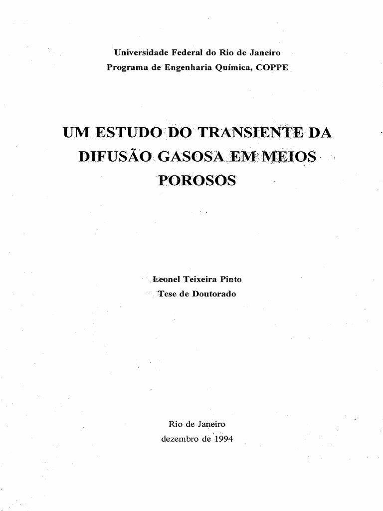 Um Estudo Do Transiente Da Difusão Gasosa em Méios Porosos | PDF ...