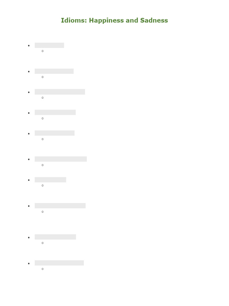 Idioms - Happiness and Sadness | PDF