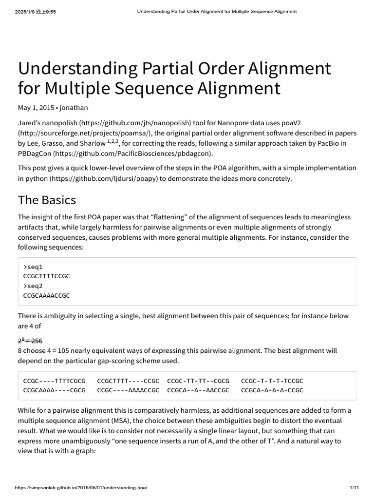Understanding Partial Order Alignment for Multiple Sequence Alignment ... Understanding Partial Order Alignment for Multiple Sequence Alignment ...