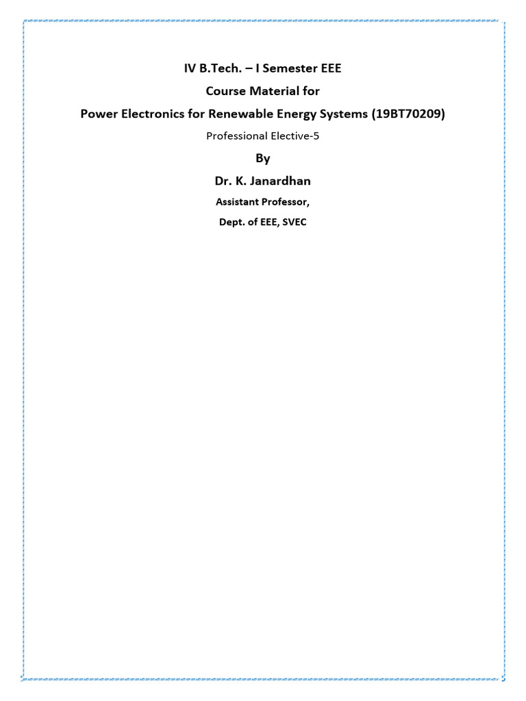 Course Material PERES | PDF | Photovoltaic System | Power Inverter