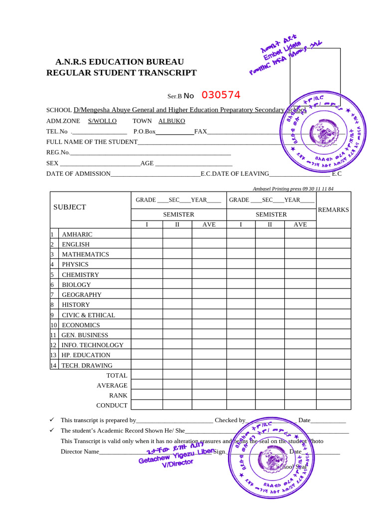 Transcript hotie REGULAR STUDENT | PDF