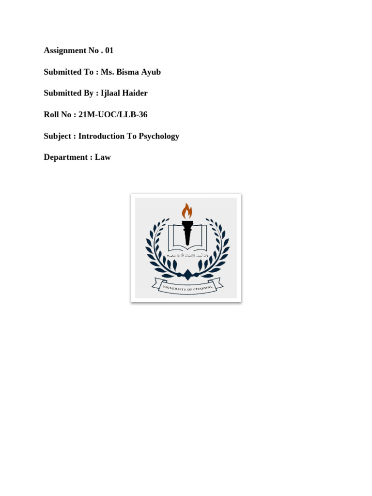 ASSIGNMENT NO 1 (1) | PDF | Learning | Educational Psychology