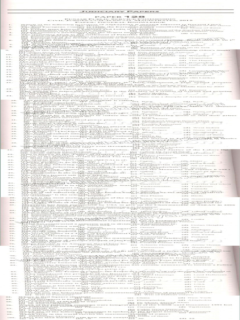 Past Paper 2015 PPSC Judiciary Department Civil Judges Cum Judicial ...