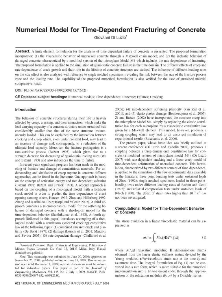 Numerical Model For Time-Dependent Fracturing of Concrete | PDF ...
