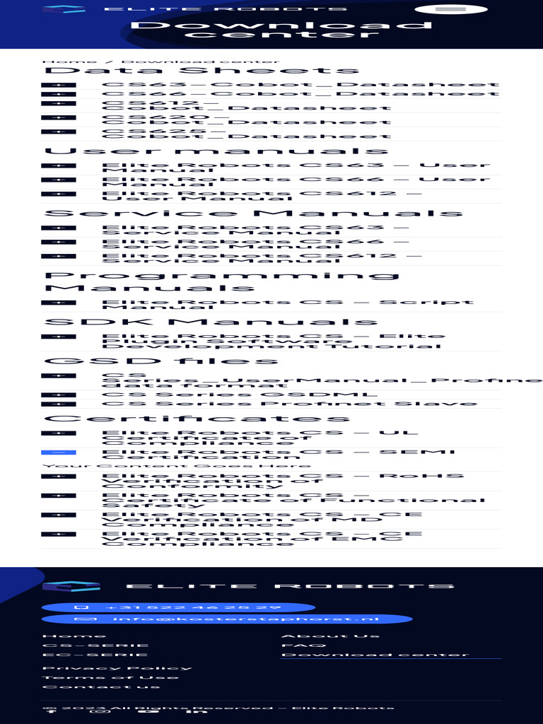 Elite Robots Cobot Manuals & Datasheets | PDF