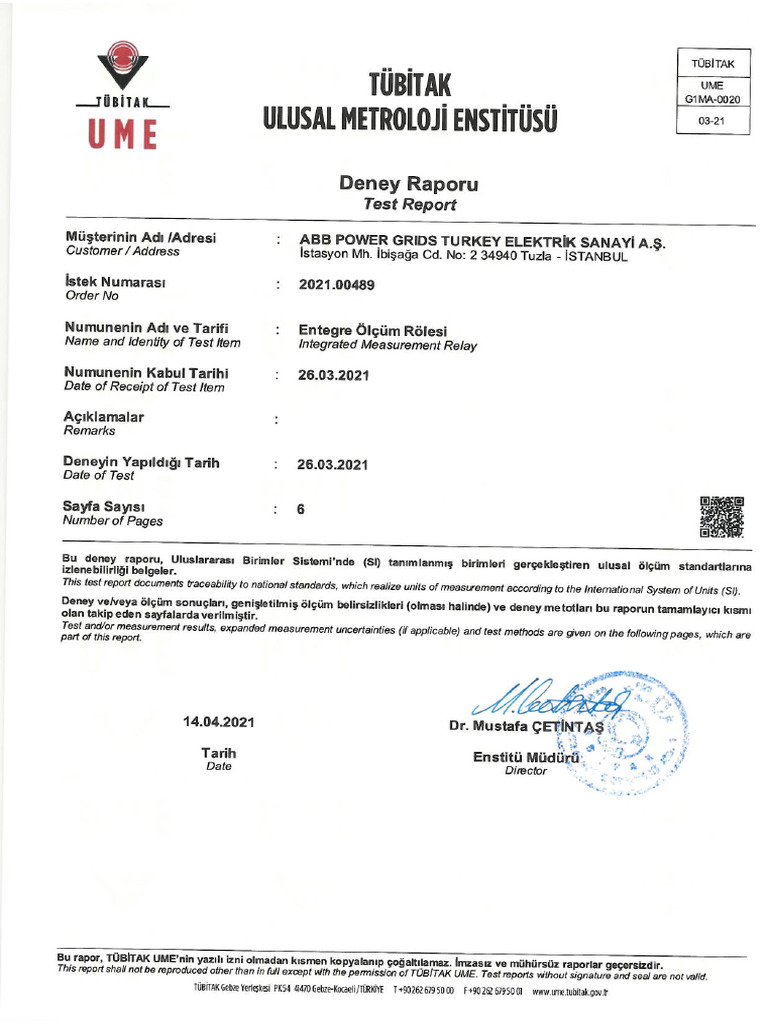 Tubitak_IMR_Magnetic Field Test | PDF