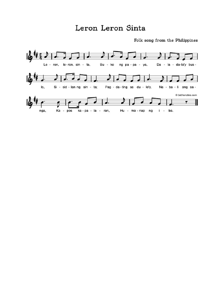 Leron Leron Sinta Notes | PDF
