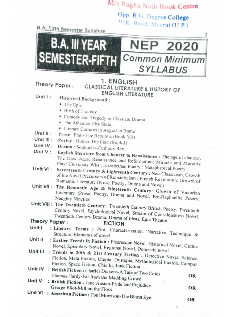BA 5th Semester Syllabus | PDF