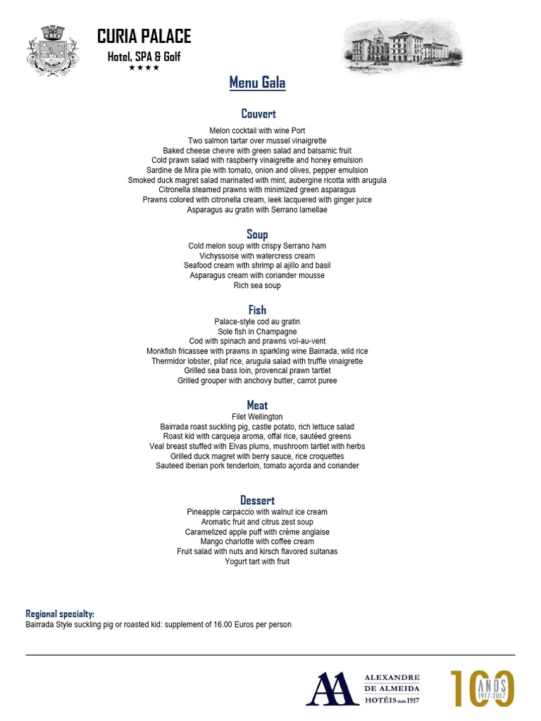 PHC - Menu Gala - 2024s.p. Ing | PDF | Salad | Food And Drink Preparation