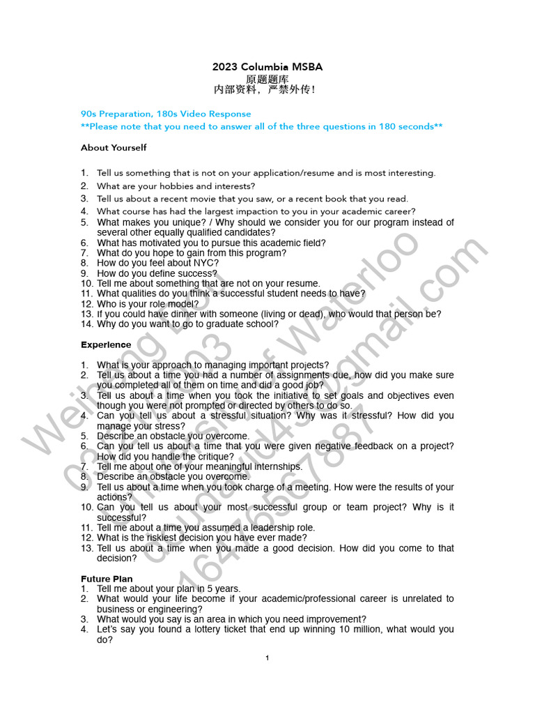 2023 Columbia MSBA | PDF | Organizational Behavior | Cognition