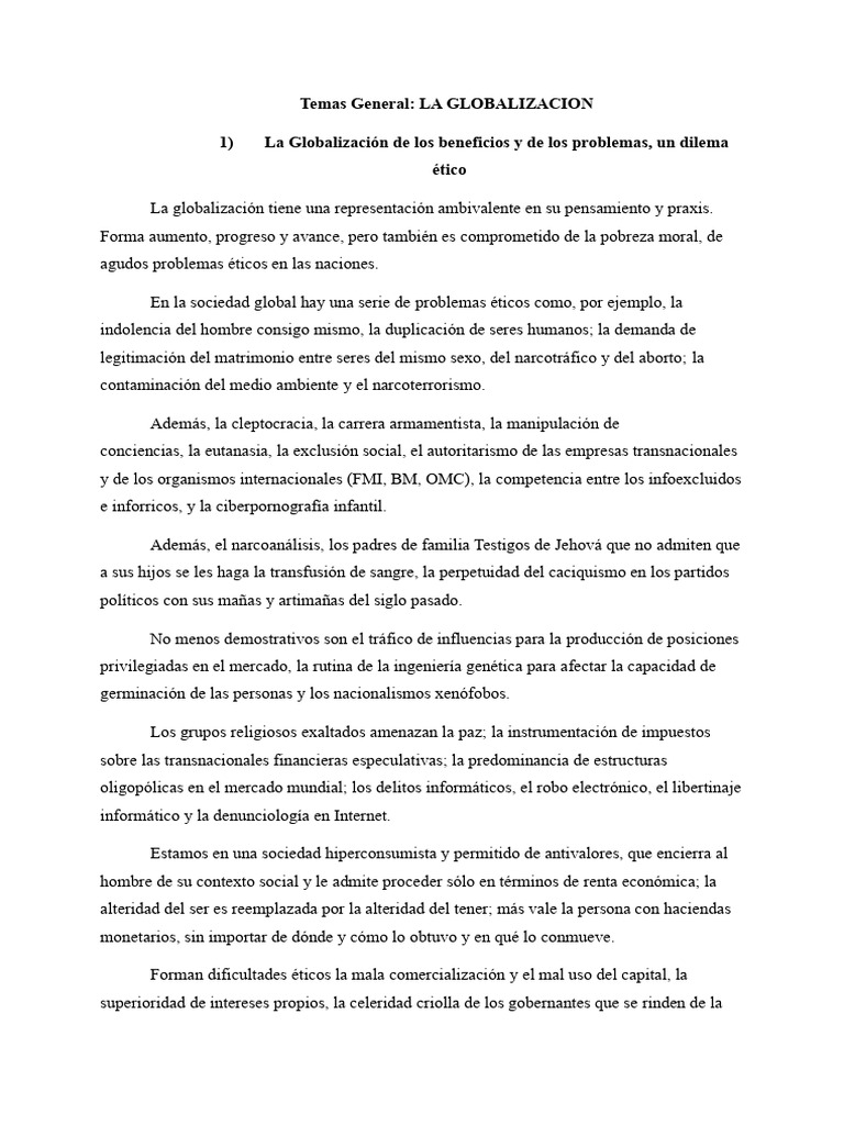 Documento Investigativo de Escobar Villalta Angel 1-4 | PDF | Derechos | Globalización