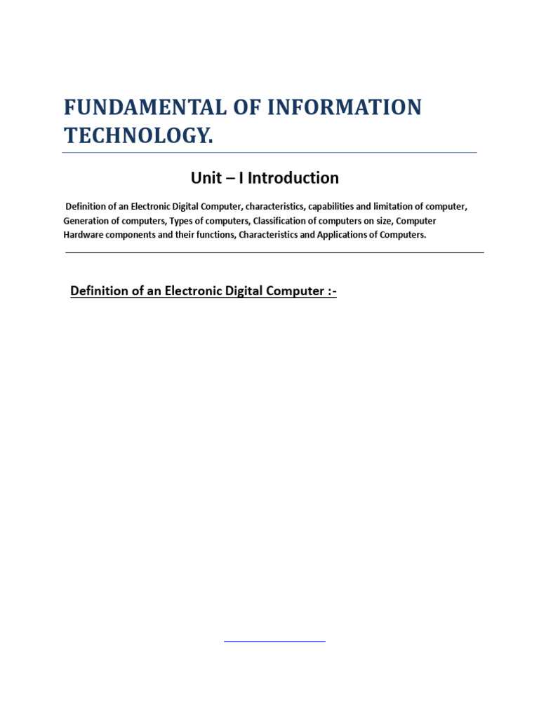 Merged1-5 Fundamental of It | PDF | Operating System | Assembly Language