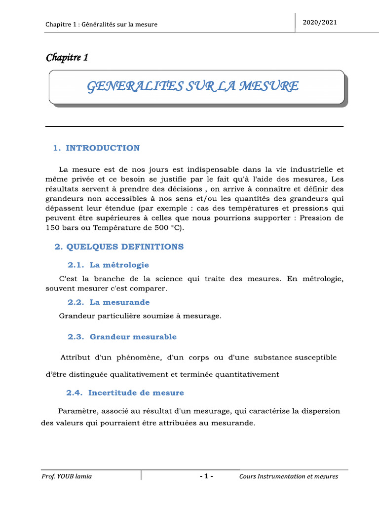 Generalities Sur La Mesure | PDF