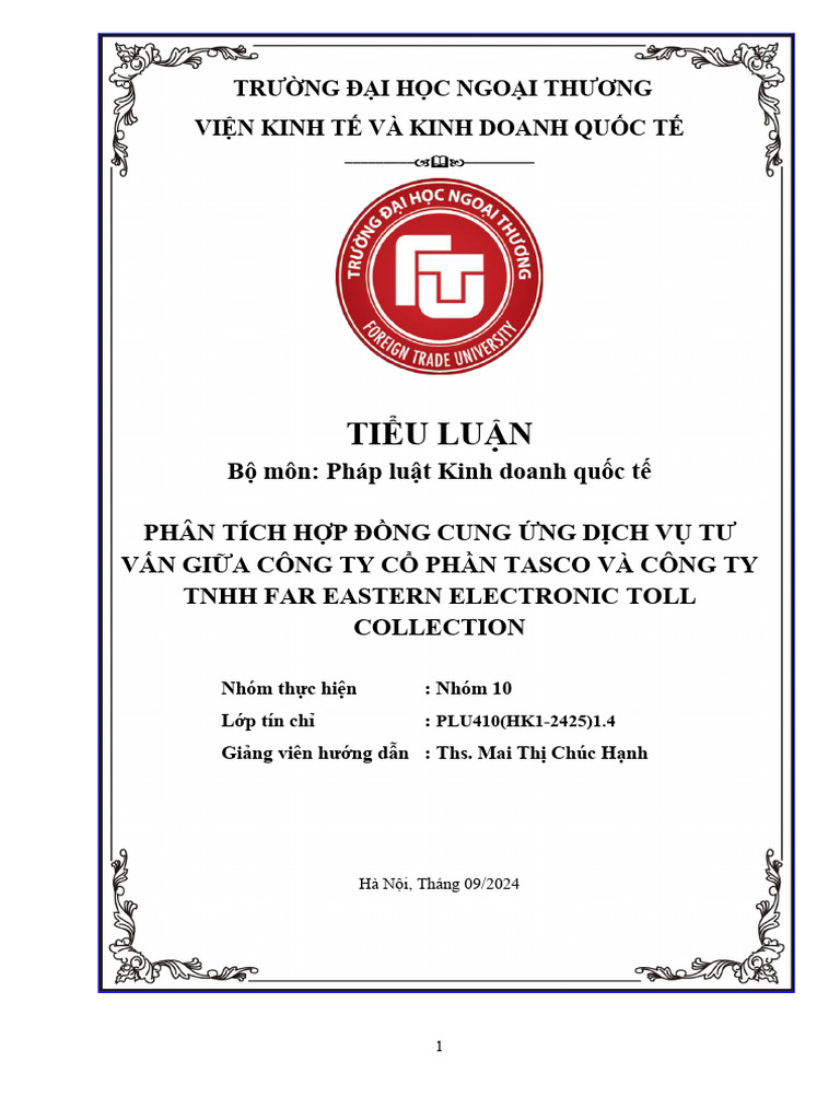 [Tiểu luận PLKDQT] NHÓM 10 | PDF