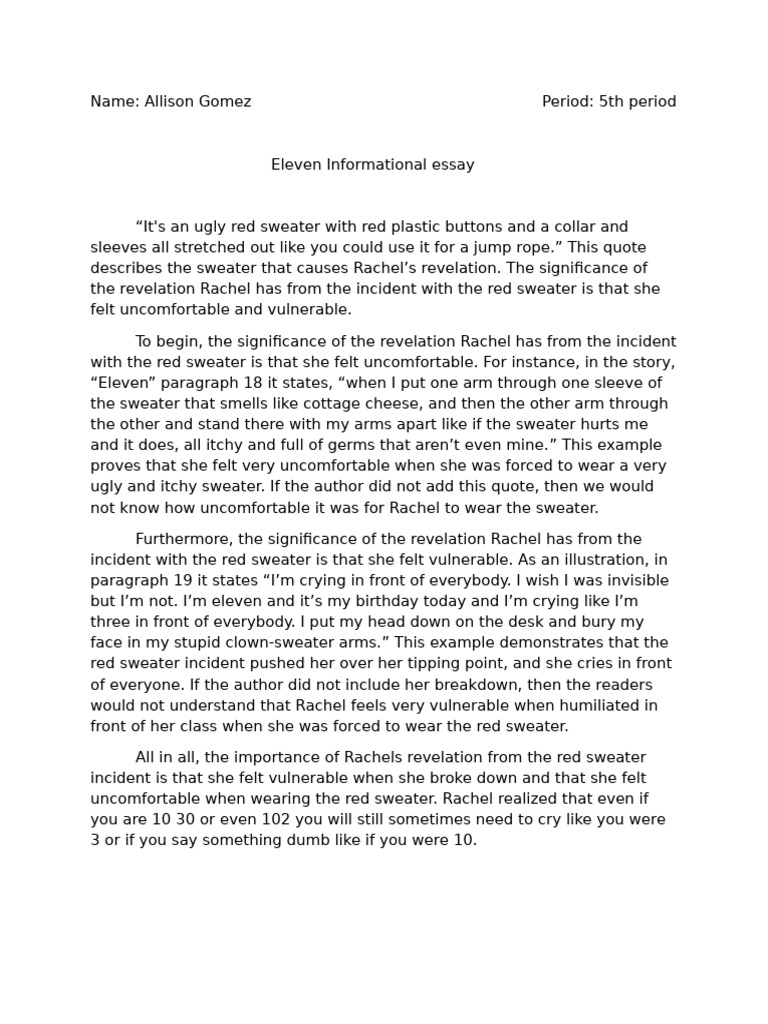Eleven Informational Essay | PDF