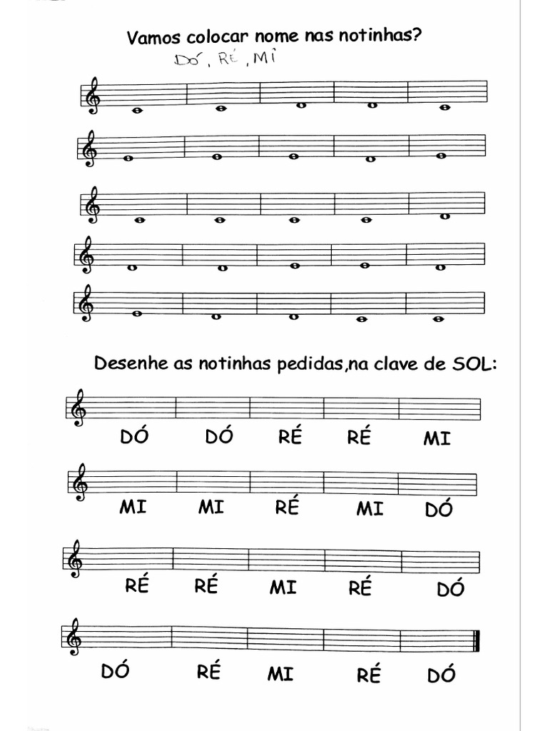 exercício do re mi clave de sol | PDF