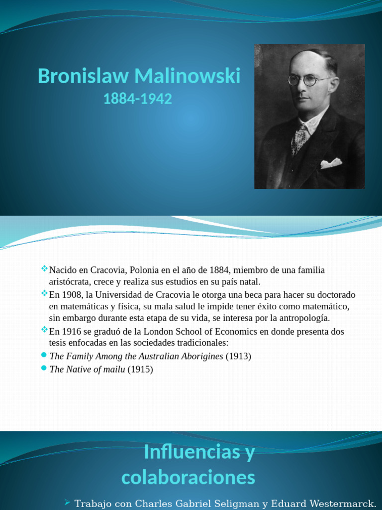 Vida y Aportaciones de Bronislaw Malinowski | PDF | Educación en artes ...
