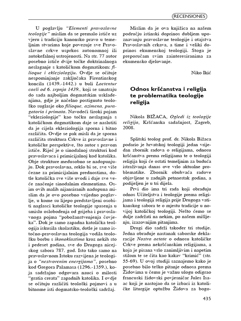 Nikola Bižaca - Ogledi iz teologije religija | PDF