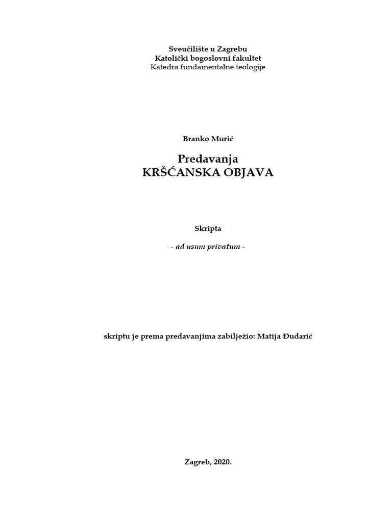 Skripta 1.dio - Krscanska objava | PDF